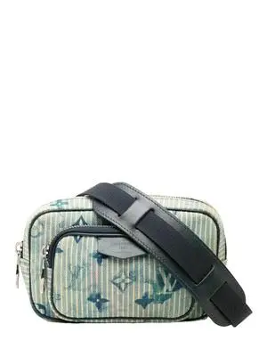 LOUIS VUITTON Monogram Denim Watercolor Hickory Stripes Outdoor Pouch Cross Body Bag - Blue