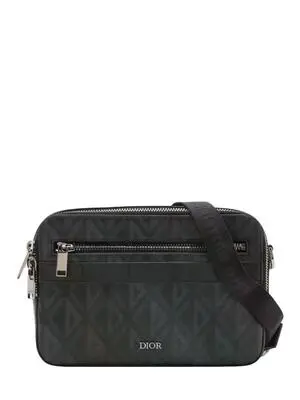 Dior Cd Diamond Coated Canvas Messenger Pouch Crossbody Bag - Black