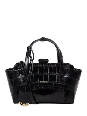 HIDESINS S Flap Croc-effect Leather Tote Bag - Black