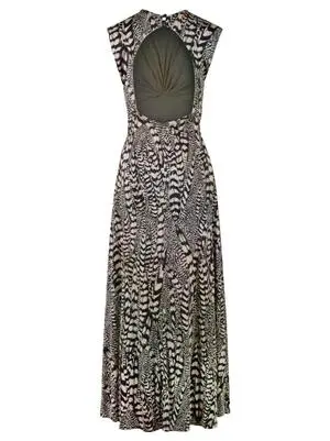 Johanna Ortiz Johanna Ortiz Silent Rising Feather-Print Maxi Dress Black