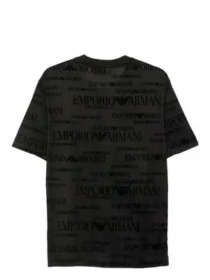 Emporio Armani All-over Logo-print T-shirt - Black