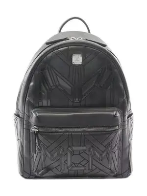 MCM MCM Black Geometric Logo Print Backpack