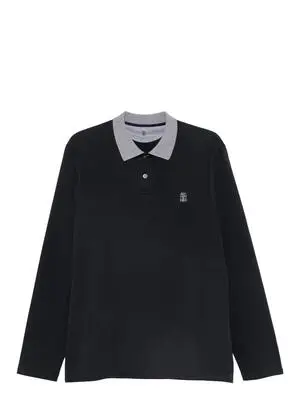 Brunello Cucinelli Long-sleeve Polo Shirt - Blue