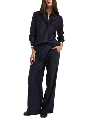 Peserico Monili-trimmed Long-sleeve Shirt - Blue