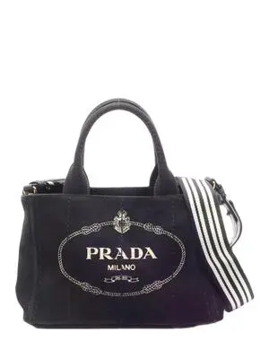 Prada Prada 2000s Canapa Canvas Tote Bag Black