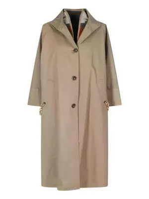 BAZAR DELUXE Button-front Trench Coat With Chain Detail - Neutrals