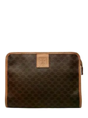 Celine 2015 Macadam Coated Canvas Clutch Bag - Brown