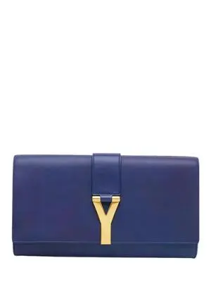 Saint Laurent Ligne Y Leather Clutch Bag - Blue
