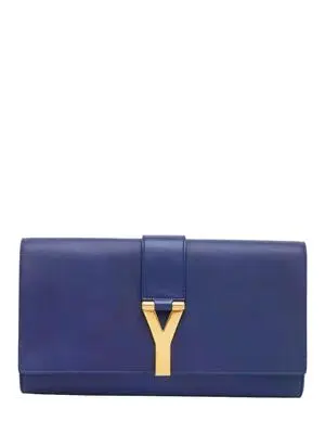 Saint Laurent Ligne Y Leather Clutch Bag - Blue