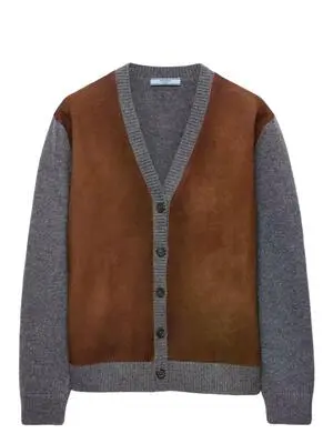 PRADA Prada Wool And Suede Cardigan With Logo Detail