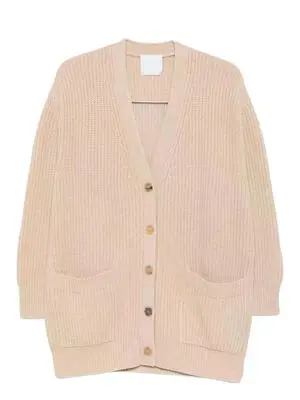 Malo Ribbed Knit V-neck Cardigan - Neutrals