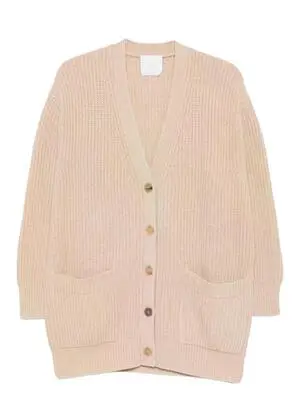 Malo Ribbed Knit V-neck Cardigan - Neutrals