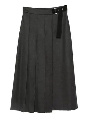 P.a.r.o.s.h Pleated Buckle-fastening Maxi Skirt - Grey