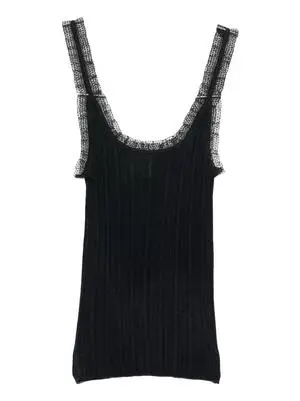 FORTE_FORTE Lace-trimmed Ribbed Tank - Blue