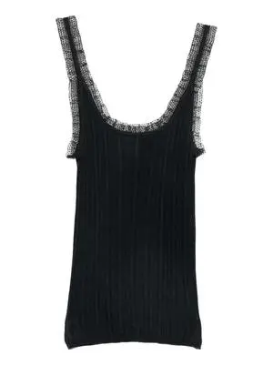 FORTE_FORTE Lace-trimmed Ribbed Tank - Blue
