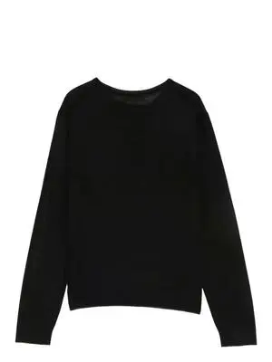 Malo Fine Knit Top With Contrast Stitching - Black