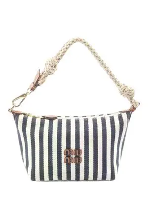 Miu Miu 2010s Cannette Righe Striped Tote Bag - Blue