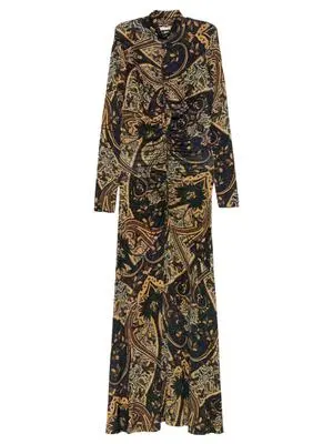 Ulla Johnson Ulla Johnson Ida Paisley-Print Ruched Maxi Dress Blue