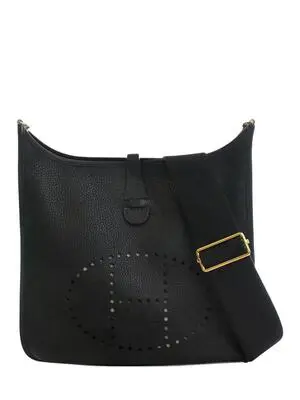 Hermès Hermès Clemence Leather Evelyne Crossbody Bag Black
