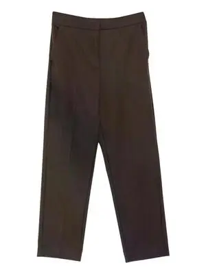 I BLUES Cropped Diagonal-weave Trousers - Brown