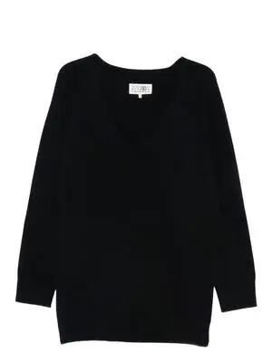MAISON MARGIELA V-neck Raglan-sleeve Fine Knit Sweater - Blue