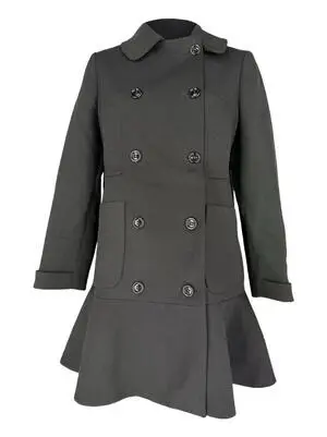 Miu Miu Double-breasted Ruffle Coat - Black