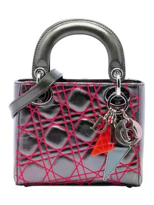 Dior Mini Metallic Lambskin Lady Satchel - Grey