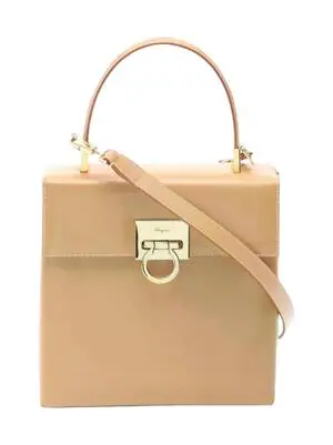 FERRAGAMO 2010s Gancini 2-way Leather Tote Bag Neutrals