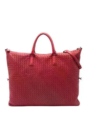 Bottega Veneta Maxi Nappa Intrecciato Convertible Tote Travel Bag - Red
