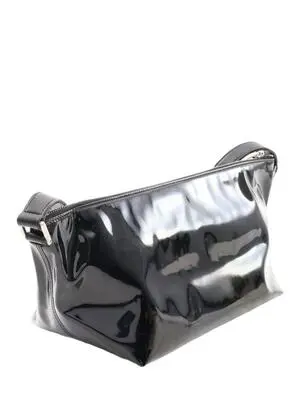 Saint Laurent Enamel Logo Print Shoulder Bag - Black