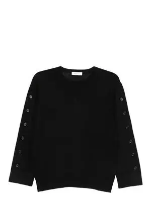 KANGRA Button-sleeve Fine Knit Sweater - Black