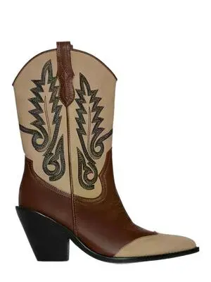 Johanna Ortiz Embroidered Leather Boots - Brown