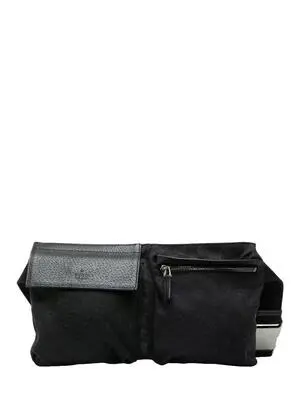 Gucci Gg Canvas Double Pocket Belt Bag - Black