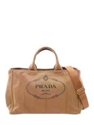 Prada Prada 2000s Canapa Two-Way Tote Bag Brown