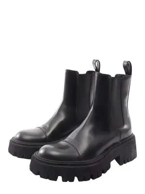 BALENCIAGA Balenciaga Black Round Toe Lug Sole Chelsea Boots