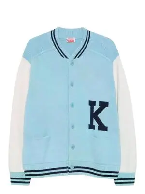 Kenzo Varsity Logo-embroidered Cardigan - Blue