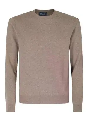 DRUMOHR Crew Neck Long Sleeve Sweater - Neutrals