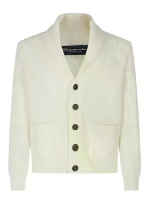 DRUMOHR Drumohr Shawl Collar Cardigan With Patch Pockets Neutrals