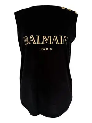 BALMAIN Balmain Sleeveless Logo Print Top