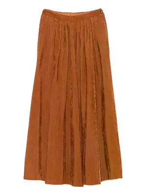 FORTE_FORTE Forte Forte Pleated Corduroy Midi Skirt Brown