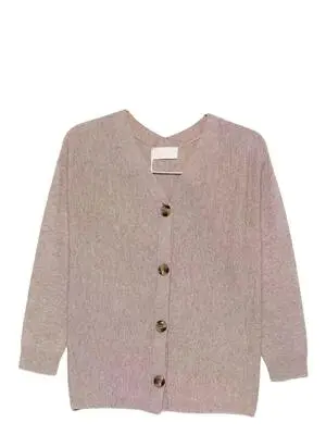 I BLUES I BLUES Taupe Marl Effect Button-Up Cardigan