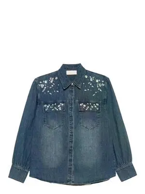 I BLUES Crystal-embellished Denim Shirt - Blue