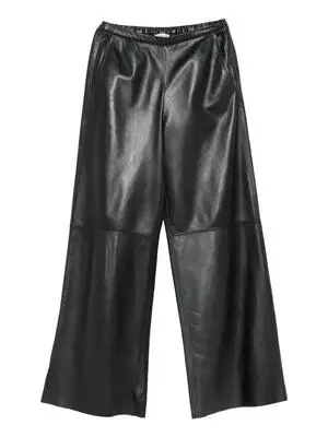 FORTE_FORTE Wide-leg Leather Trousers - Black