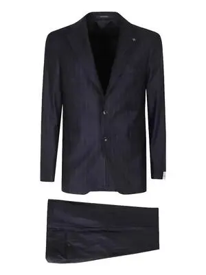 Tagliatore Pinstripe-pattern Single-breasted Suit - Blue