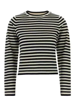 EXTREME CASHMERE Striped Long Sleeve Crew Neck Sweater