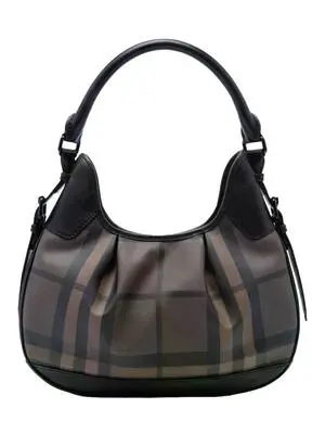 Burberry 2000-2017 Smoke Check Coated Canvas Brooklyn Hobo Bag - Brown