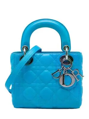 Dior Lambskin Cannage Lady Satchel - Blue
