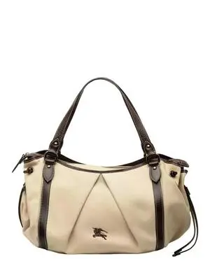 BURBERRY Burberry Leather Trimmed Canvas Tote Bag