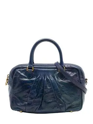 MIU MIU Miu Miu Vitello Lux Pleated Satchel