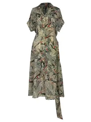 RALPH LAUREN Ralph Lauren Vintage Multicolor Abstract Print Belted Shirt Dress